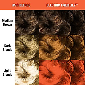 MANIC PANIC Electric Tiger Lily Orange Hair Dye – Classic High Voltage - Semi Permanent Bright Orange Neon Hair Color That Glows In Black Light - Vegan, PPD, Ammonia Free (4oz)