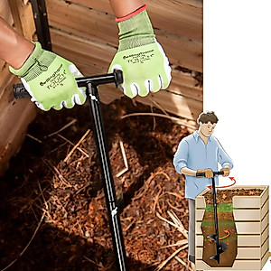 Compost Turning Tool Compost Stirring Tool,Compost Turning Bar 33.4inch,Manual Compost Aerator Tool Turner and Mixing Tool for Outdoor Compost Tumbler Bins,Composting Accessories (Black-33.4IN)