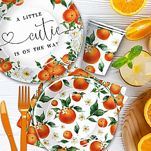 HIPVVILD Little Cutie Baby Shower Decorations Tableware, Orange Baby Shower Decorations, Paper Plate, Napkin, Cup, Cutlery, Fruit Orange Citrus Baby Shower Plates And Napkins Party Supplies | Serve 24