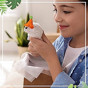 8 Pcs Mini Hamster Hat Hand Knitted Small Animals Hat with Adjustable Strap Frog Bunny Rainbow Carrot Mini Hat Tiny Cute Pet Hat for Small Animals Holiday Party Clothes Costume Accessories Photo Props