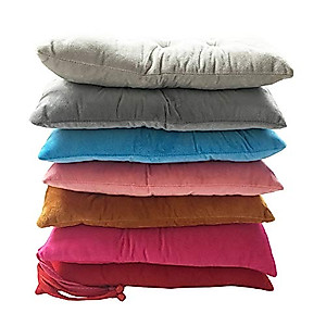 RULLENY Set of 6 Chair Pads and Seat Cushions with Ties Non Slip Comfortable and Soft for Indoor, Dining Living Room, Kitchen, Office Chair, Den, Travel, Washable (Light Grey, 6)