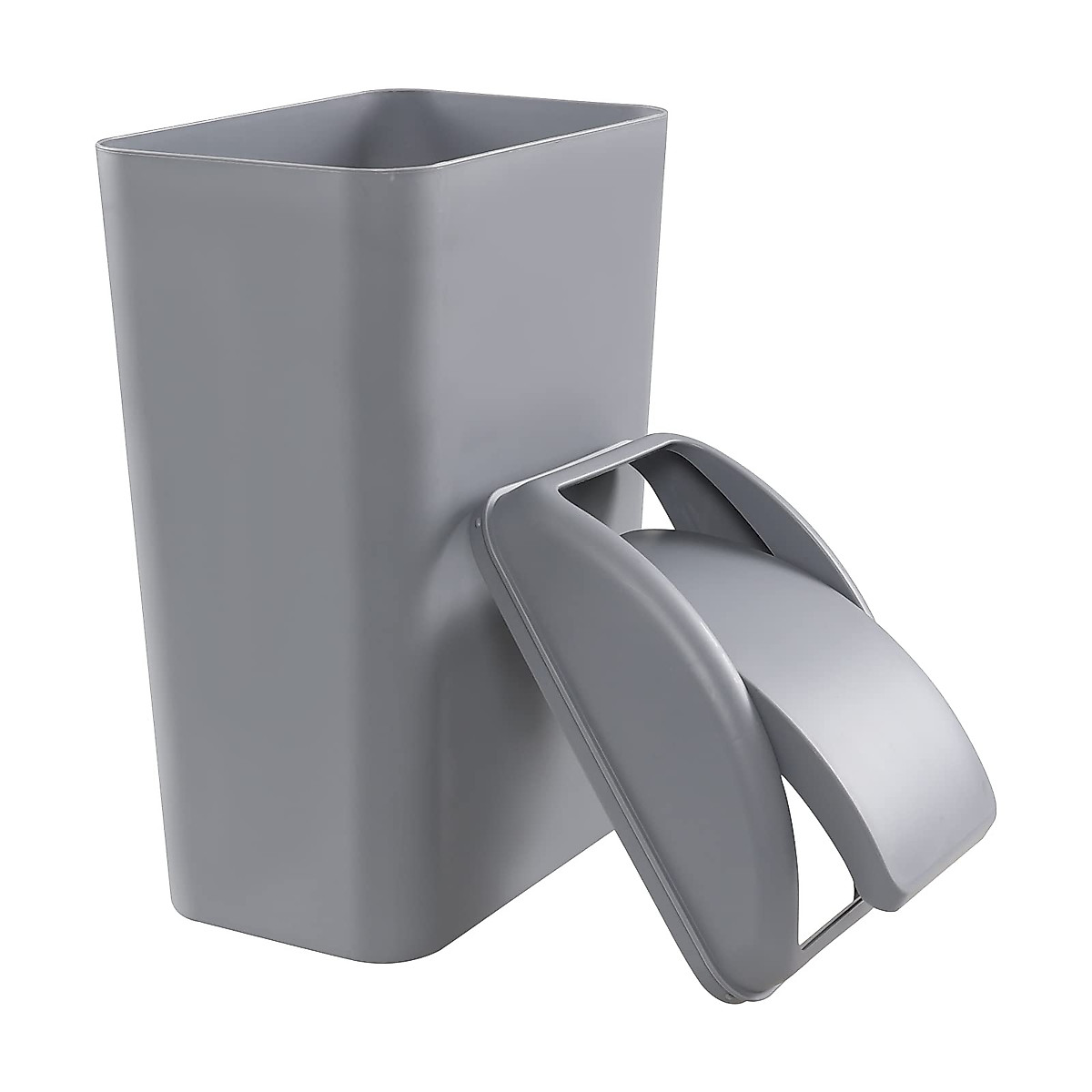 Esdiplot 3.5 Gallon Swing Lid Waste Can, Plastic Swing-Top Trash Can, Gray, 1 Pack