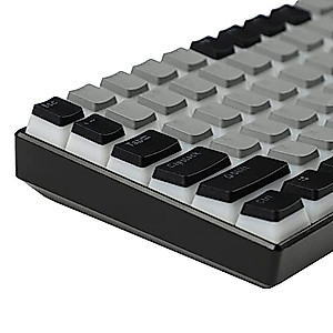 YMDK 128 PBT Double Shot Doubleshot Shine Through ANSI ISO OEM Profile Pudding Keycaps Key caps for MX Mechanical Keyboard 61 68 87 104 (128 Black Gray)