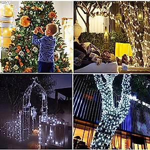 INMKALI Solar String Lights Outdoor Waterproof Big & Super Bright LED Christmas Lights 2-Pack 2400MAH 144FT 400L Fairy Lights 8 Lighting Modes for Garden Patio Tree Party Wedding (Cool White)