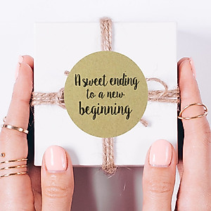 80-2" Kraft a Sweet Ending to a New Beginning Stickers, Wedding Favor Sticker Labels