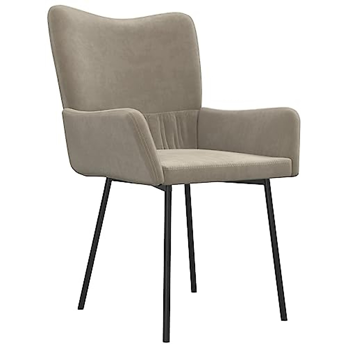 vidaXL Modern Velvet Dining Chairs, Set of 2, Light Gray, Comfortable Foam Padding, Durable Metal and Plywood Construction, Easy Clean