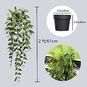 Mizii Artificial Hanging Plants,2 Pack 2ft Pea Pods Vine Fake Leaves Green Chain for Indoor Outdoor Wall Shelf Home Room Balcony Garden Wedding Decor