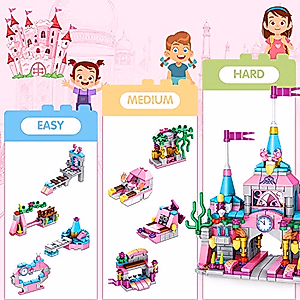 LUKAT Building Toys for Girls Age 6 7 8 9 10 11 12 Year Old, 568pcs Princess Castle STEM Construction Toys Set, 25 Models Educational Toys for Kids Building Blocks Kit Gifts for Birthday Christmas