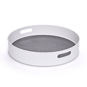 Copco Non-Skid Pantry Cabinet Lazy Susan Turntables, 9-Inch, White/Gray (Set of 2)