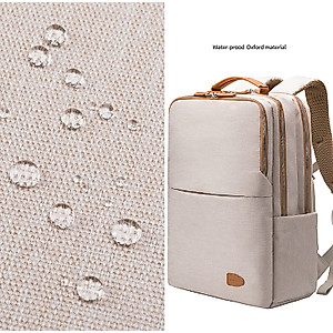 NOBLEMAN Backpack for women and man ,Waterproof School travel work Backpack, 15.6 Inch Laptop Backpack, Daypack, with USB (Beige plus)