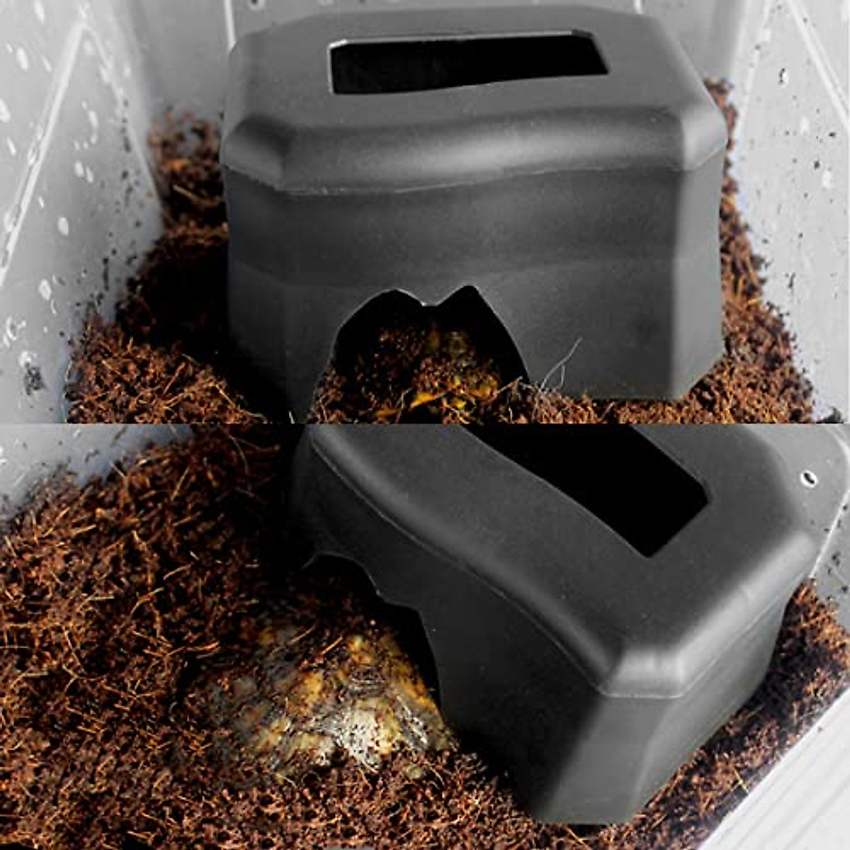 Reptile Hideout Box with Sink Humidification Hide Cave Lizard Hideaway with Water Increase Humidity Amphibian Habitat Decor for Lizard Snake Chamelon Frog Turtle Iguana Gecko