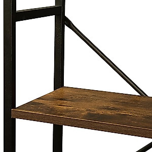 Boloni Triple Bookshelf, Bookcase with 11 Open Platforms, Large Etagere Wood Bookcase with Metal Frame for Living Room, Bedroom, Brown