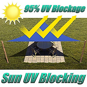 Amgo 16' x 16' x 16' Blue Triangle Sun Shade Sail Canopy Awning, 95% UV Blockage Water & Air Permeable, Commercial & Residential, for Patio Yard Pergola, 5 Yrs Warranty (Available for Custom Sizes)