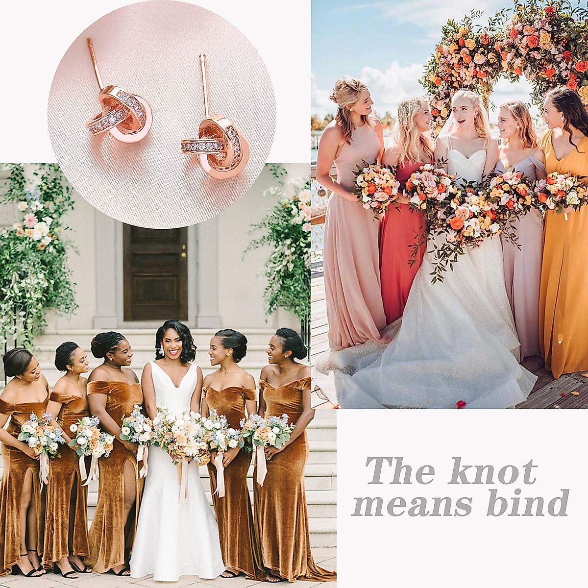 Bridesmaid Gifts Set I Couldn't Tie The Knot Without You Wedding Jewelry Stud Earrings Bridesmaids Proposal Gifts Love Knot Earrings Rose Gold Proposal Gift Earring Set of 4/6