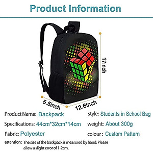 AMRANDOM Large Capacity Rucksacks, for Colorful Rubiks Cube Art Multipurpose Anti-Theft Carry On Bag with Padded Straps, College School Bookbag, Travel Hiking Backpack, Laptop Backpack