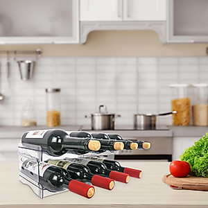 Water Bottle Organizer, 2 Tier 8 Containers Water Bottle Organizer for Cabinet, Stackable Plastic Clear Water Bottle Cup Holder,Drink/Water Bottle Storage Rack for Kitchen Countertop, Cabinet Freezer