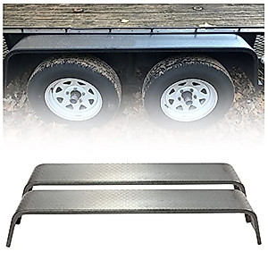 ECOTRIC Steel 14 Gauge Diamond Tread Plate Tandem Axle Trailer Fenders 72-7/8"x10-1/4"x13" (Fit 13"-15" Tires) - 2 Pcs