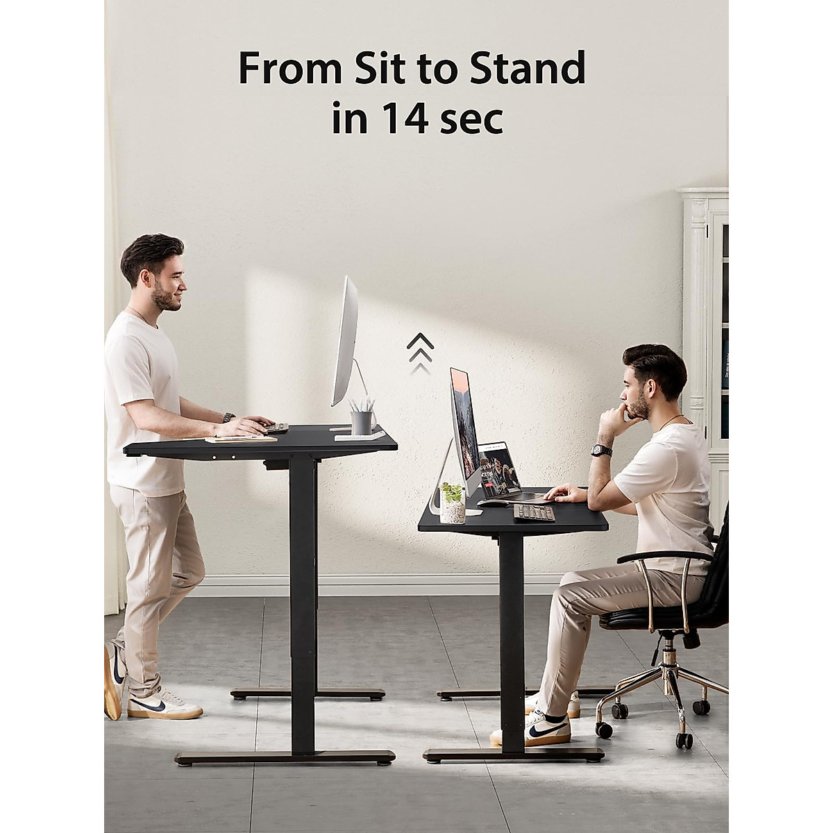 Totnz Standing Desk Adjustable Height, 55 x 34 Inch Electric Standing Desk,L Shaped Standing Desk Memory for Home Office Computer Desk with Headphone Hook,Obsidian