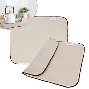 Sinland Microfiber Dish Drying Mat Super Absorbent Dish Drying Rack Pads Kitchen Counter Mat 16Inch X 18Inch Beige 2 Pack