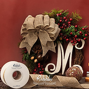 Ribbli Burlap Wired Ribbon,2-1/2 Inch x 10 Yard,Natural,Solid Wired Edge Ribbon for Big Bow,Wreath,Tree Decoration,Outdoor Decoration