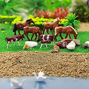 Farm Animals Figure Set,AN8706 36PCS 1:87 Well Painted Farm Animals Cows Horses Figures for HO Scale Model Train Scenery Layout Miniature Landscape New