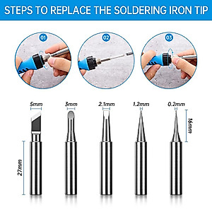 Soldering Iron Kit, 60W gun with Ceramic Heater, 9-in-1 solder kit tool, Adjustable Temperature 200 to 450℃, Iron Tips, wire, Solder Stand for Welding and Repairing