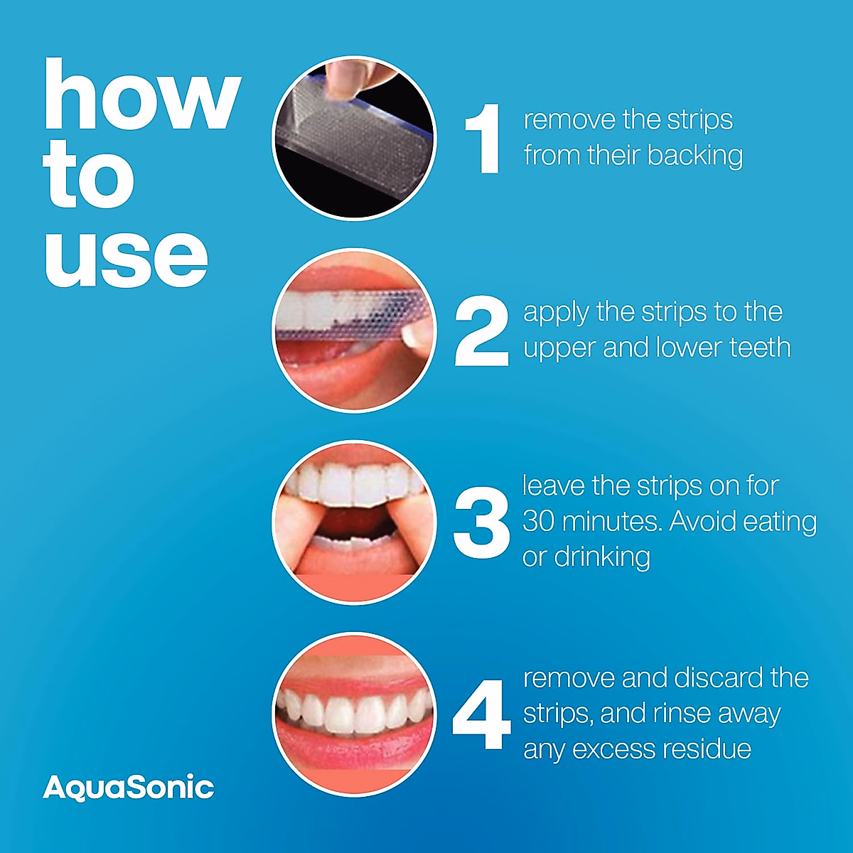 AquaSonic Professional Teeth Whitening Strips - Enamel Safe Teeth Whitening with Hydrogen Peroxide - Easy to Use, Non-Slip, Affordable & Effective (Unflavored)