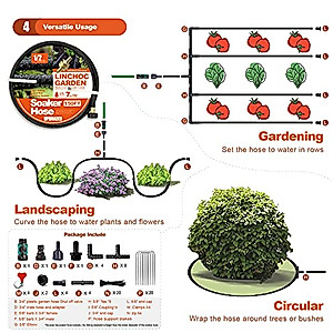 Soaker Hose 150 FT for Garden Beds,Solid Brass Connector 1/2" Round Soaker Garden Hose Kit,Heavy Duty Water Hose Great for Vegetable Beds,Lawn and Plants