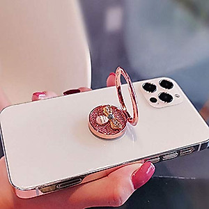 GSRYPC Fashion bee Pattern Cell Phone 360° Rotating Ring Stand Holder , Bling Diamond Finger Kickstand Back Stand Hand Grip Compatible with iPhone 13 ,Samsung S21 ,iPhone 13 pro max (Silver)