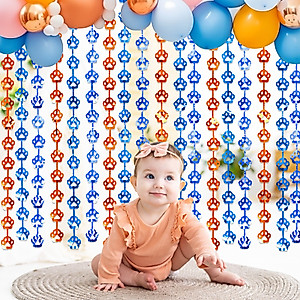 LOLStar Blue Dog Birthday Party Supplies, 2 Packs of 3.3X6.6 ft Orange Blue and Light Blue Dog Paw Foil Fringe Curtains,Blue and Orange Backdrop,Photo Booth Prop for Blue Dog Themed Party Decorations