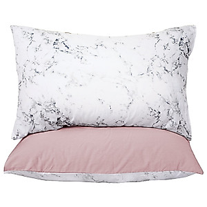 Softta Duvet Cover 100% Cotton 3Pc Bedding Set with 2 Pillowcase,Marble, Queen, Pink B