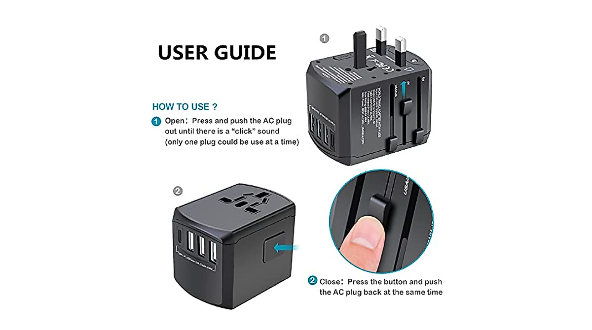 Universal Travel Adapter with USB-C & USB Ports | Worldwide Power Solution