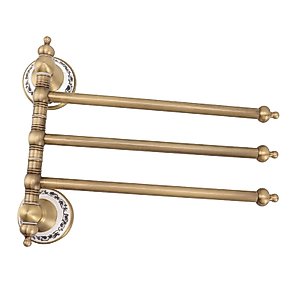 Luqeeg Antique Brass Swivel Towel Holder, European Towel Holder with Wall Mounted Kit, Rotated Towel Rack for Kitchen, Bathroom, Home and Commercial Use, Space Saving