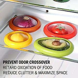 Silicone Food Storage Containers - Avocado Saver, Reusable Vegetable Storage Containers for Refrigerator, Perfect Silicone Containers for Avocados, Lemons, Onions, Tomatoes, Keeps Food Fresh, 4 pack