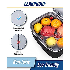 SUNLUG Large Lunch Bag Women 13.5L Double Deck Lunch Box Insulated Cooler Lunch Tote Bag Reusable Adult Lunch Bag Women for Work, Picnic, Black