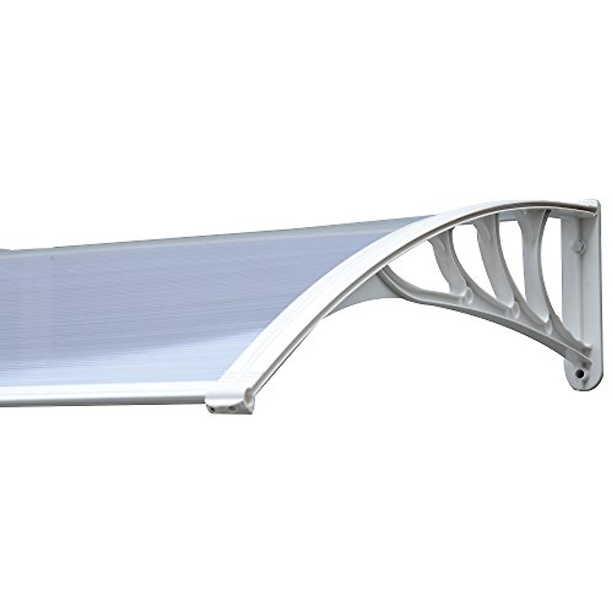 MCombo 38 inch x 116 inch Window Awning Outdoor Polycarbonate Door Shade Patio Cover Canopy, 6055-4012 (Pure White Bracket +Clear Hollow Sheet)