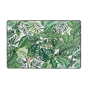 YEAHSPACE Palm Tree Leaf Rug 60x39 inch Area Rugs Modern Living Room Dorm Bedroom Decor Tropical Jungle Palm Tree Leaf Green