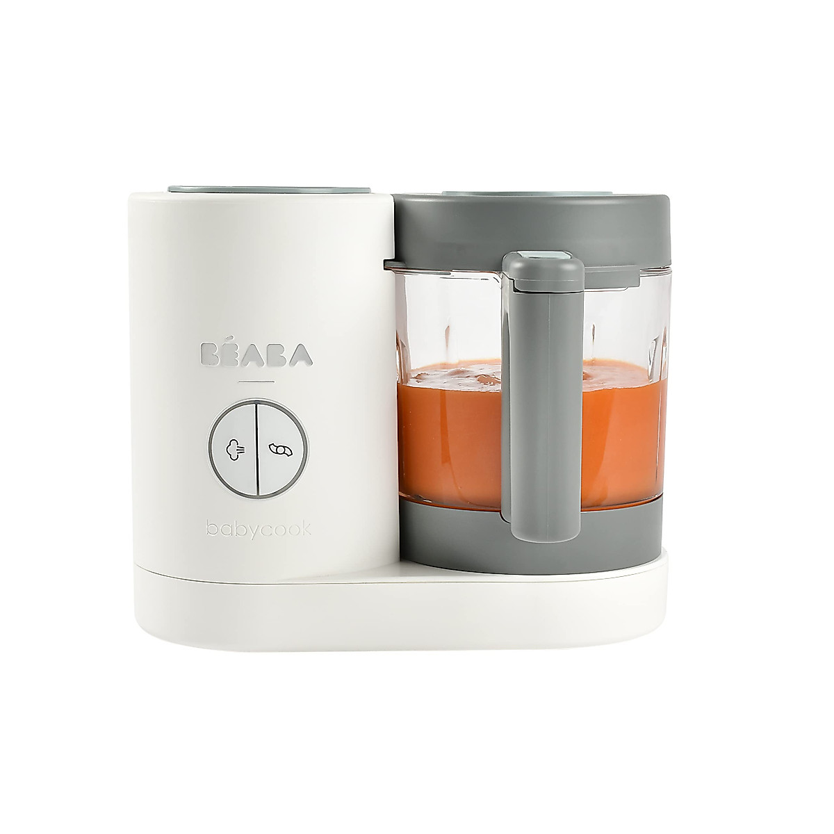 BEABA Babycook Neo, Glass Baby Food Maker, Glass 4 in 1 Steam Cooker & Blender, Comes with Stainless Steel Basket and Reservoir, Cook at Home, 5.5 Cup Capacity (Cloud)