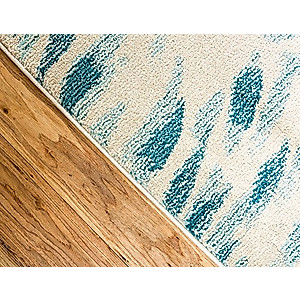 Unique Loom Positano Collection Coastal Modern Bright Colors Fish Beige Area Rug (5' x 8')