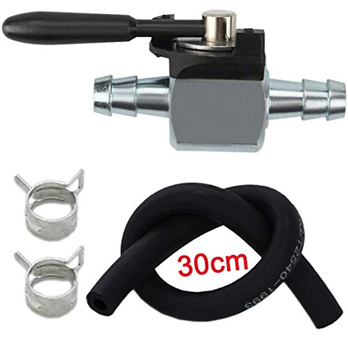 1/4" Inline Fuel Shut Off Valve for Gas Diesel Petrol Replacement for Scag 48568 Oregon 07-403 (1 valve, 1 fuel line, 2 clamp), by NAKAO