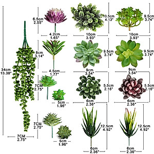 Anoak Artificial Succulent Plants - 16 Pcs Set Faux Succulents Unpotted Fake Succulent Plants, Premium Crafting DIY Floral Decor for Home Garden Office Party (High Realistic )