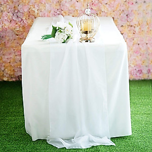 TABLECLOTHSFACTORY 22" x 80" White Premium Chiffon Table Runner for Weddings Party Banquets Decor Fit Rectangle and Round Table