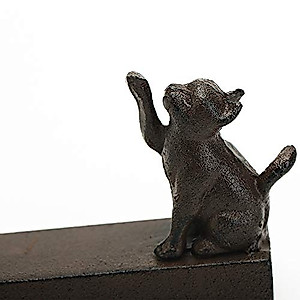 Sungmor Heavy Duty Cast Iron Cat Door Stops | Decorative Cute Animal Statue Metal Door Stopper Wedge with Non-Slip Mat | Solid & Antique Style Windproof Door Holder for Patio Yard Garden Farmhouse