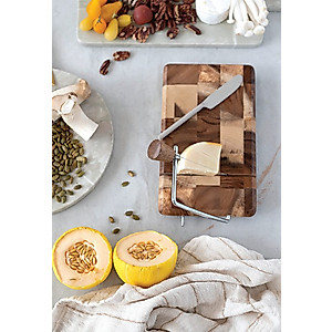 Bloomingville Suar Wood and Stainless Steel Cheese Slicer, Natural