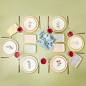 KARACA Botanica 18-Piece Breakfast Service Table Service, Stoneware Crockery Set, Unique Design, Practical, Serving Plates, Cake Plate, Boat Plate