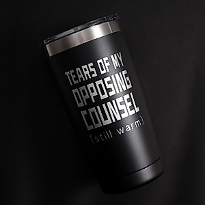 ARIABLE Lawyer Gifts for Men - Tears of My Opposing Counsel - Funny Defense Attorney Court Cup - Lawyers Graduate Law Student Graduation, Birthday, Christmas Gifts, 20oz Lawyer Tumbler, Black