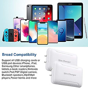 USB Wall Charger, Foldable Charger Adapter, Pofesun 2-Pack Dual Port Foldable Fast Charger Block Power Adapter Compatible for iPhone 11/ Pro/MAX/X/XS/XR/XS Max/8/7/6/Plus,Pad,Samsung Galaxy-White