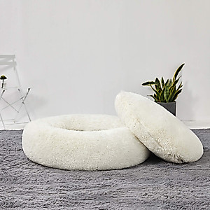 Washable Dog Round Bed Large, Donut Dog Bed Large Dog, Comfy Dog Calming Cuddler Bed