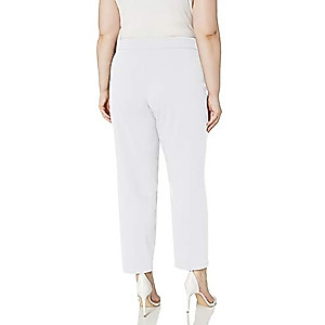 Alfred Dunner Petite Womens PetiteClassic Allure Fit Proportioned Pant with Elastic Comfort Waistband, White, 12P