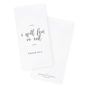 The Cotton & Canvas Co. I Will Fear No Evil, Psalm 23:4 Scripture, Bible, Religious, Soft and Absorbent Tea Towel, Flour Sack Towel and Dish Cloth